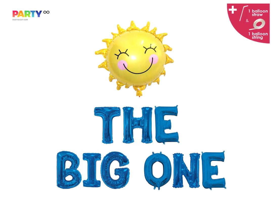 The Big One Birthday Balloon Banner Decorations | Retro Surfboard the ...