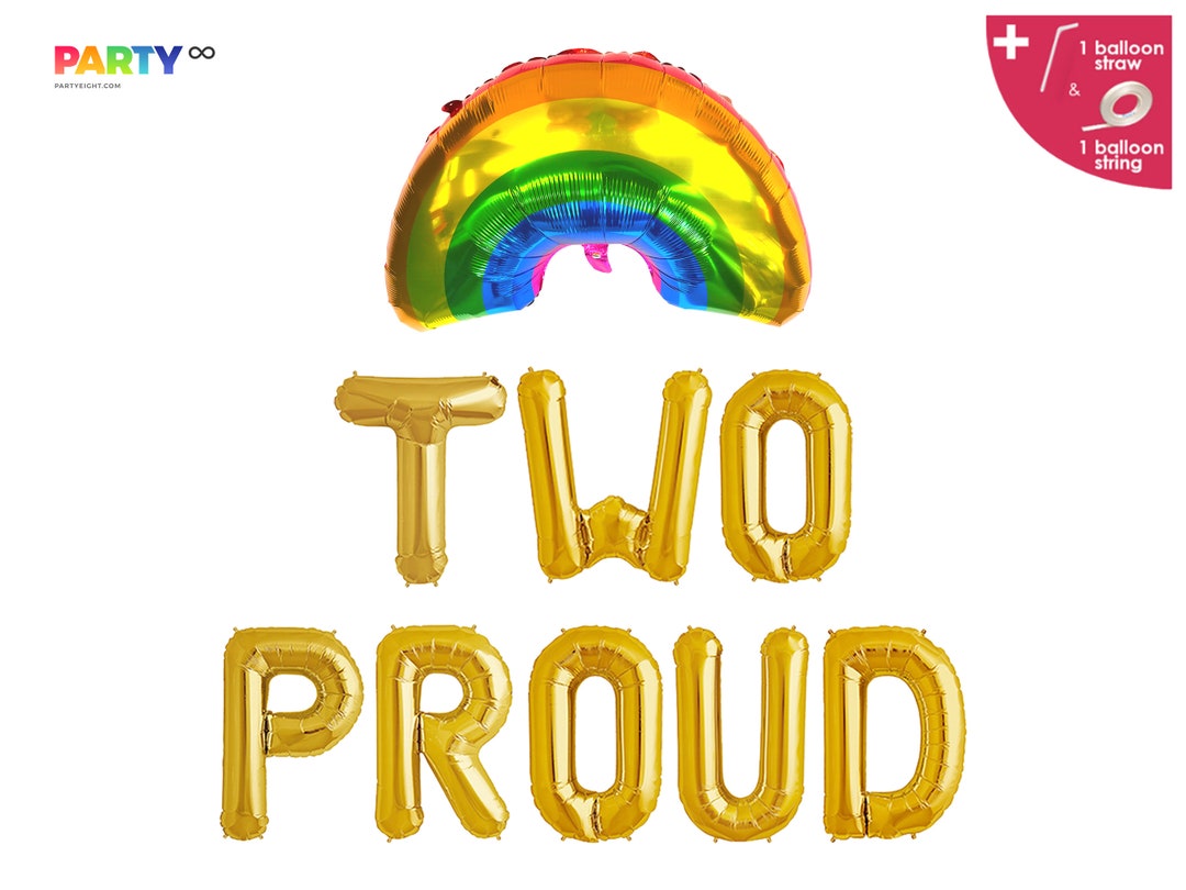 Two Proud Balloon Banner | Pride 2nd Birthday Party Decor | 2nd ...