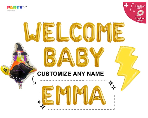 Welcome Baby Banner | Custom Wizard Baby Shower Party Balloon Banner ...