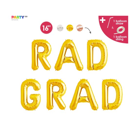 RAD GRAD balloons banner | Graduation Balloons | Prom balloon banner ...