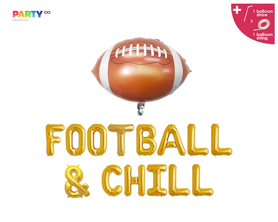 Football & Chill Balloon Banner | Superbowl Party Decorations ...