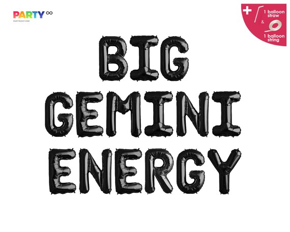 Big Gemini Energy Balloon Banner | 21st Zodiac Birthday Decorations ...