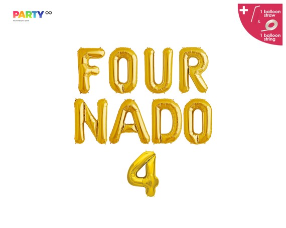 Four Nado 4 Banner Balloon | Birthday Balloons Letters | 4th Birthday ...