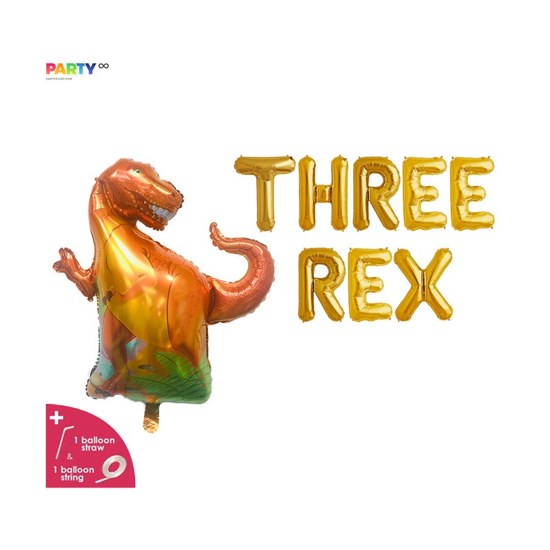 3rd Birthday Three Rex Banner Three Rex Balloons Dinosaur | Etsy