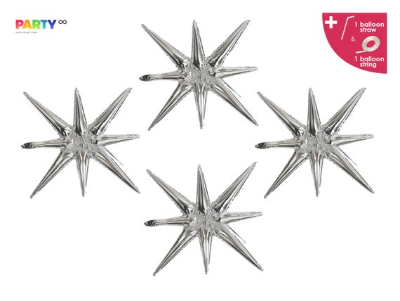Silver Starburst Balloons | Magic Star Party decorations | Space Disco ...