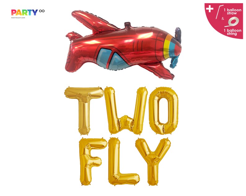 Two Fly Balloon Banner Airplane Themed Birthday Decor for | Etsy