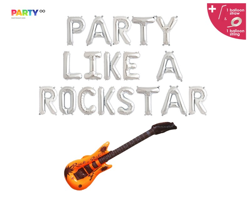 Party Like A Rockstar Balloon Banner Rock Instrument Balloon | Etsy