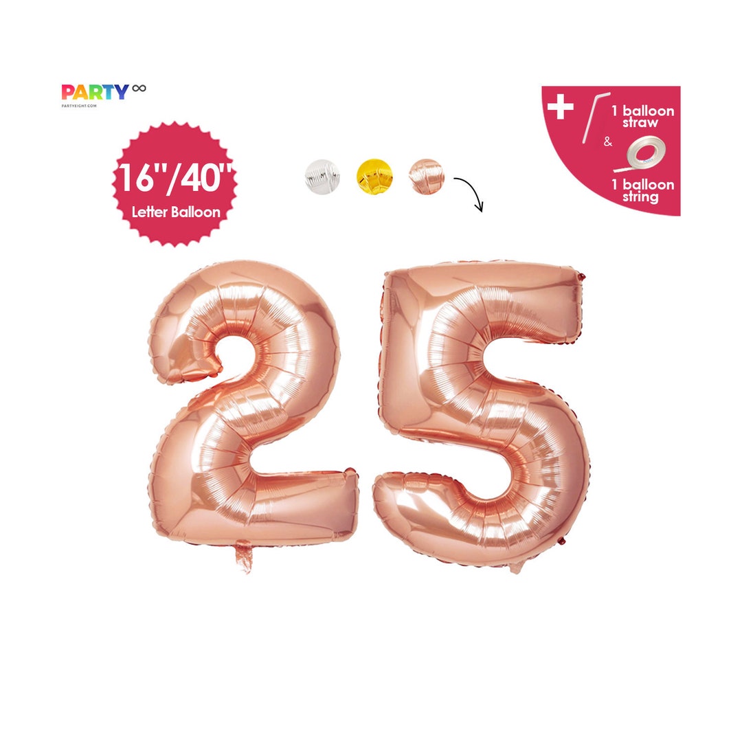 25 Party Balloons for 25th Birthday or Anniversary | Number 25 Balloon ...