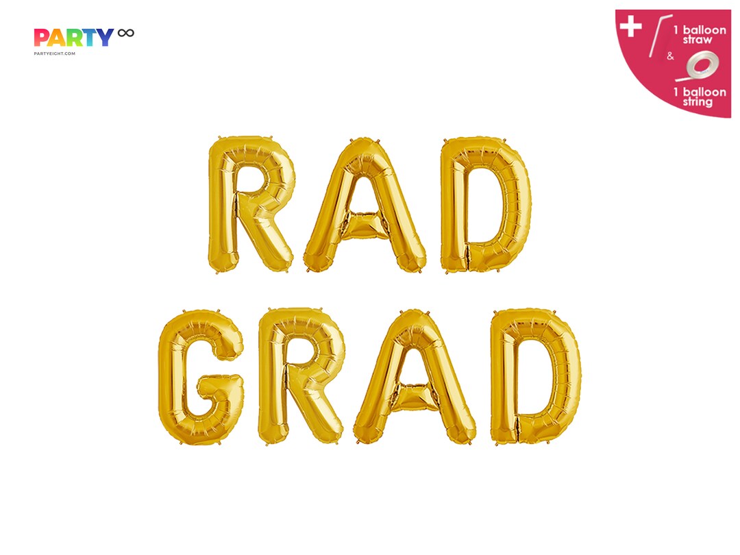 RAD GRAD Balloons Banner | Graduation Balloons | Prom Balloon Banner ...