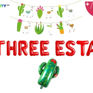 Three Esta Party Balloon Banner Decorations| 3rd Fiesta Theme Party ...