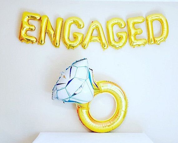 Engagement Party Decorations Engaged with Diamond Ring Set | Etsy