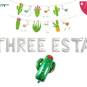 Three Esta Party Balloon Banner Decorations| 3rd Fiesta Theme Party ...