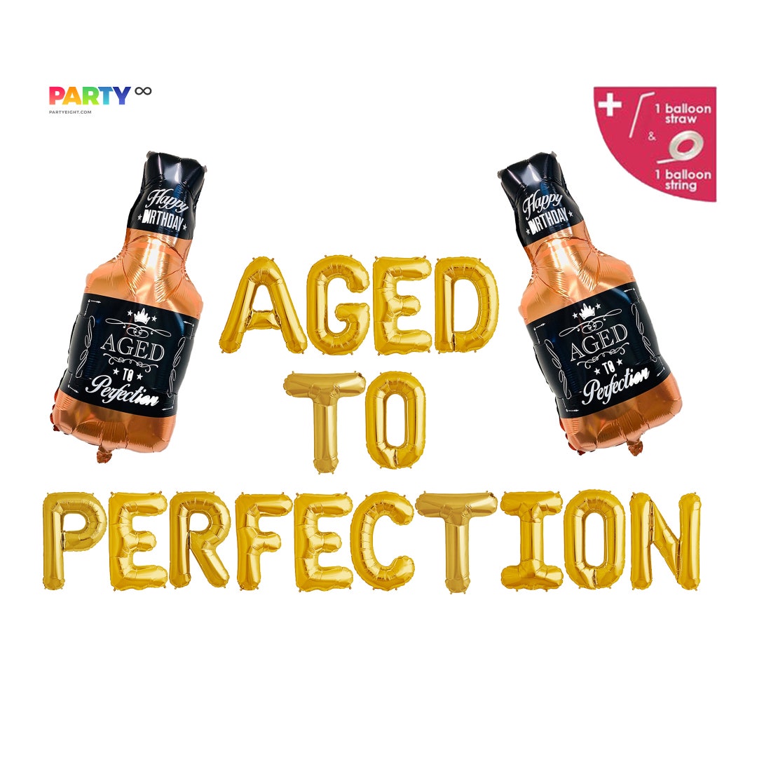 AGED TO PERFECTION Balloon Banner | 30th 40th 50th 60th Milestone ...