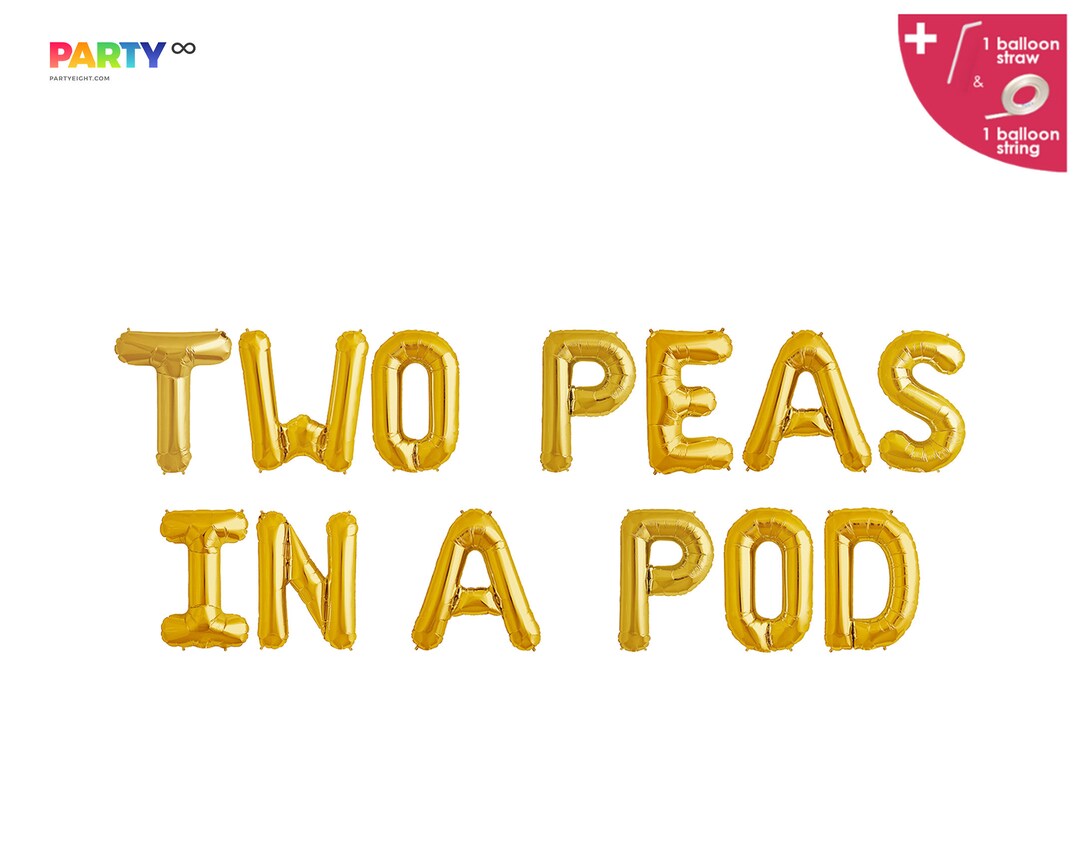 Two Peas in A Pod Banner Balloon | Baby Shower Twins Balloon Due With ...