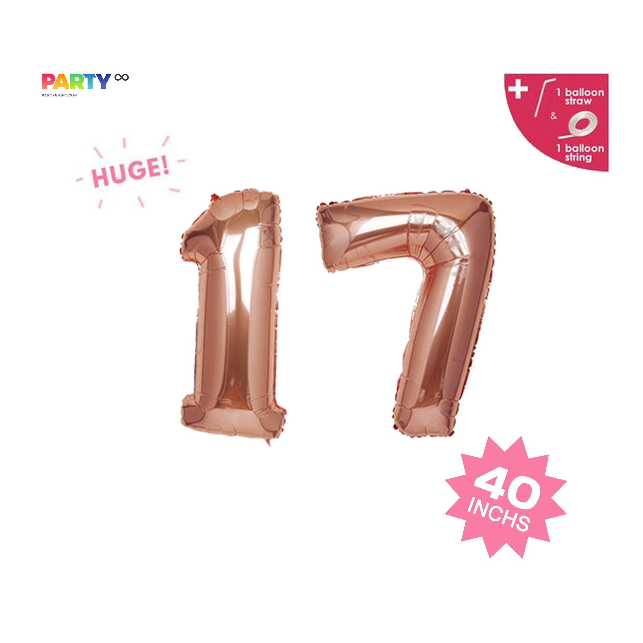 17th Rose Gold Number Balloon 17th Birthday Party - Etsy