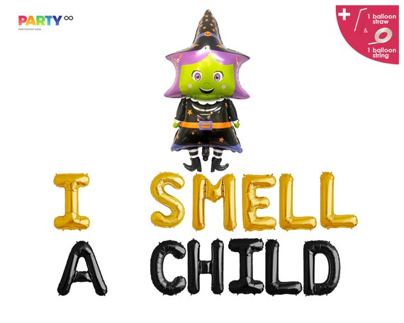 I Smell A Child Balloon Banner | Halloween Themed Baby Shower ...