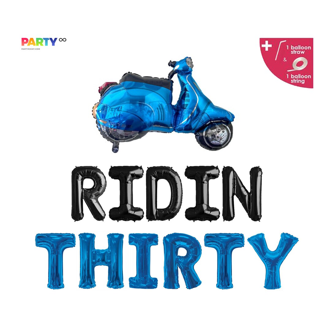 Ridin Thirty Balloon Banner | 30th Birthday Party Decor | Ridin Thirty ...