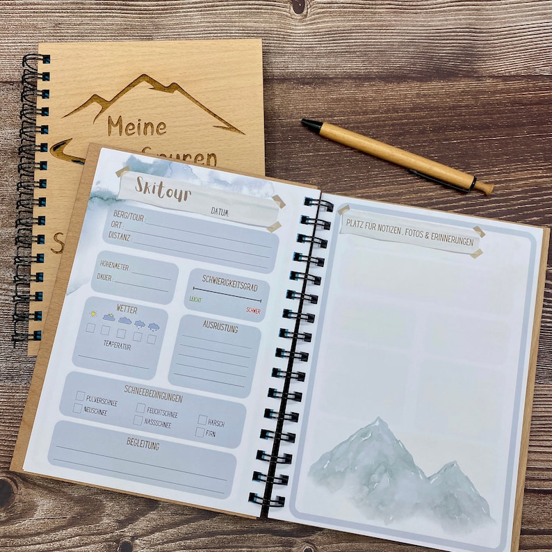 Ski Diary Made of Wood - Bullet Journal - Etsy