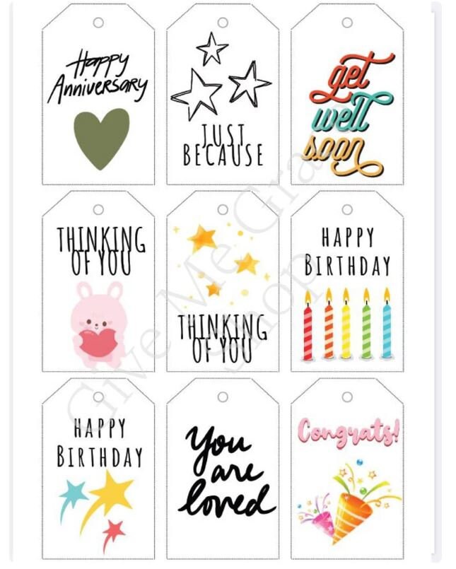 Printable Gift Tag Bundle, Birthday Tags - Gift Birthday Tag, Thinking ...