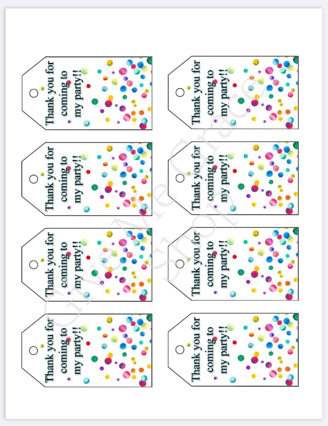 Printable Party Favor Tags, 9 Birthday Party Favor Tags - Gift Tags ...