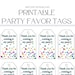 Printable Party Favor Tags, 9 Birthday Party Favor Tags - Gift Tags ...
