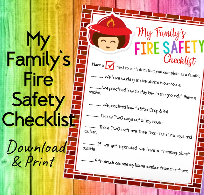 Fire Safety Checklist for Young Families, Homeschool Fire Safety ...