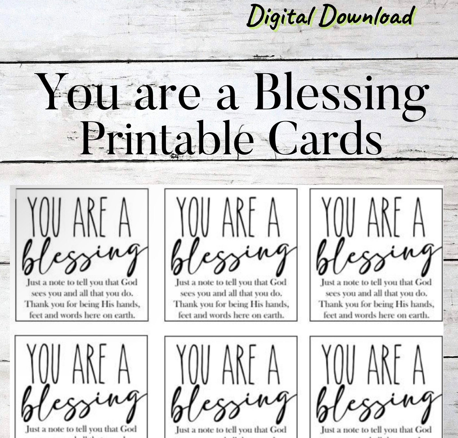 Printable You Are a Blessing Cards, Blessing Cards, Thank You Notes ...