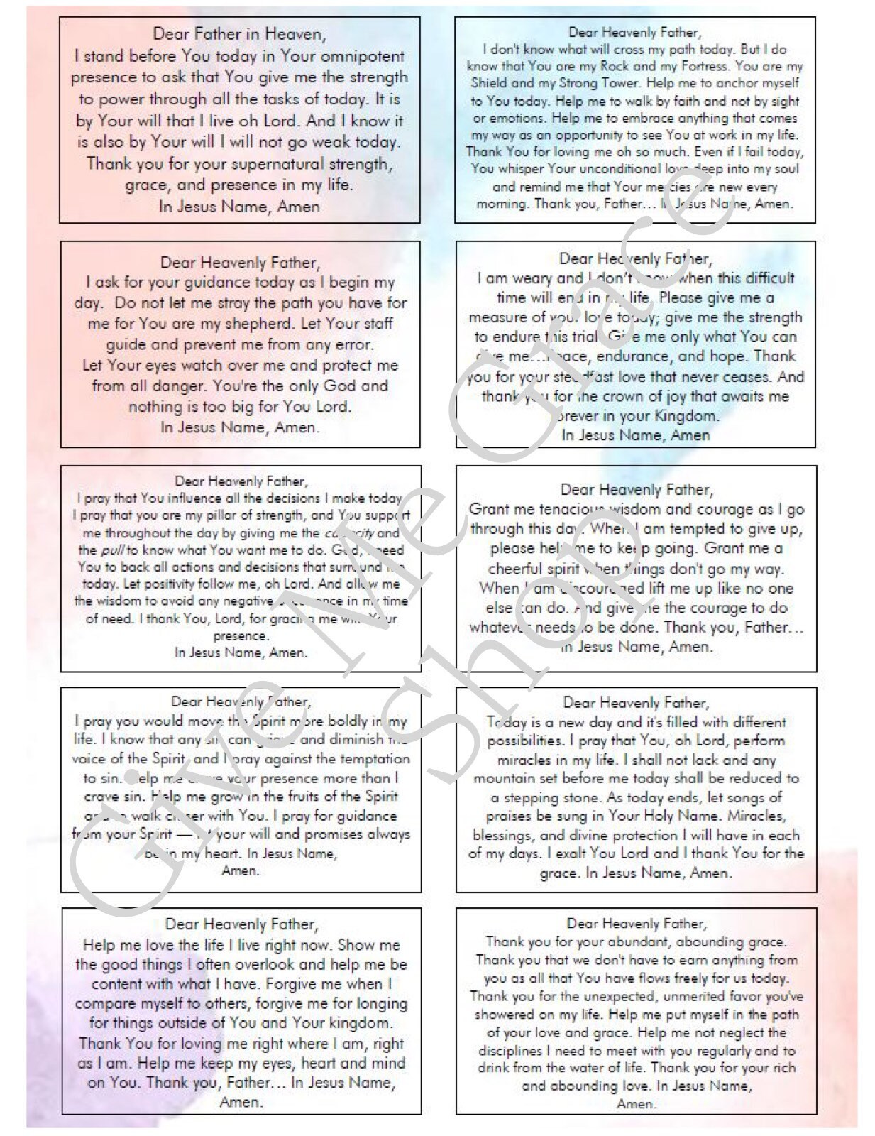 DIGITAL 10 Daily Prayer Cards INSTANT DOWNLOAD, Pray Prayers Printable ...