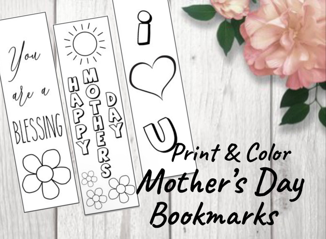 Printable Mother’s Day Coloring Bookmarks, Mothers Day Gift for Best ...