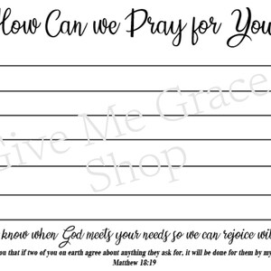 DIGITAL- Prayer Request Cards & BONUS 8x10 Prayer Request Sign ...