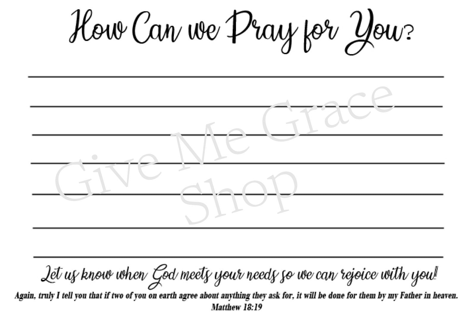 DIGITAL- Prayer Request Cards & BONUS 8x10 Prayer Request Sign ...