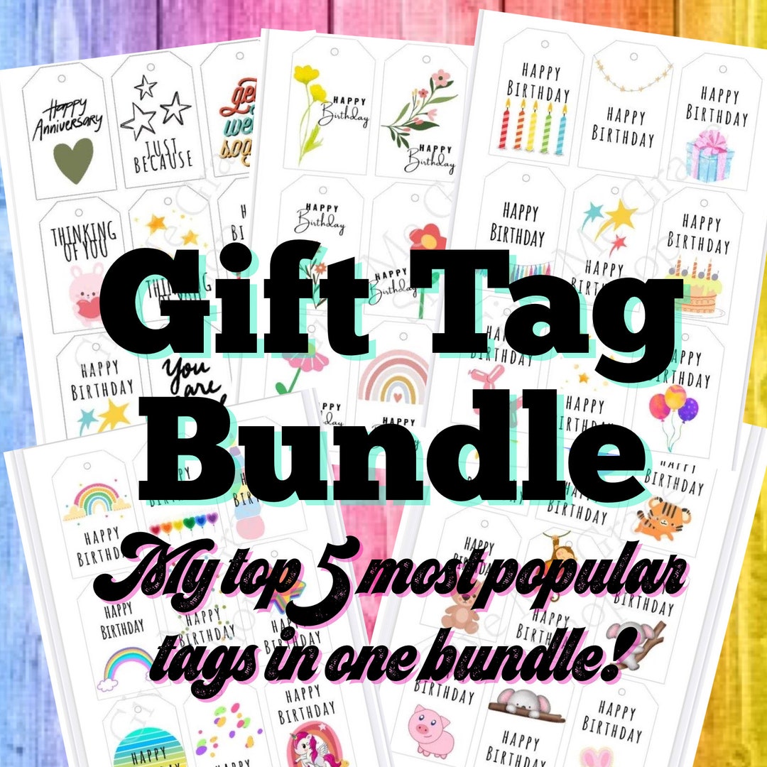 Printable Birthday Gift Tag Bundle: Rainbow Party Tags (PDF) - Etsy