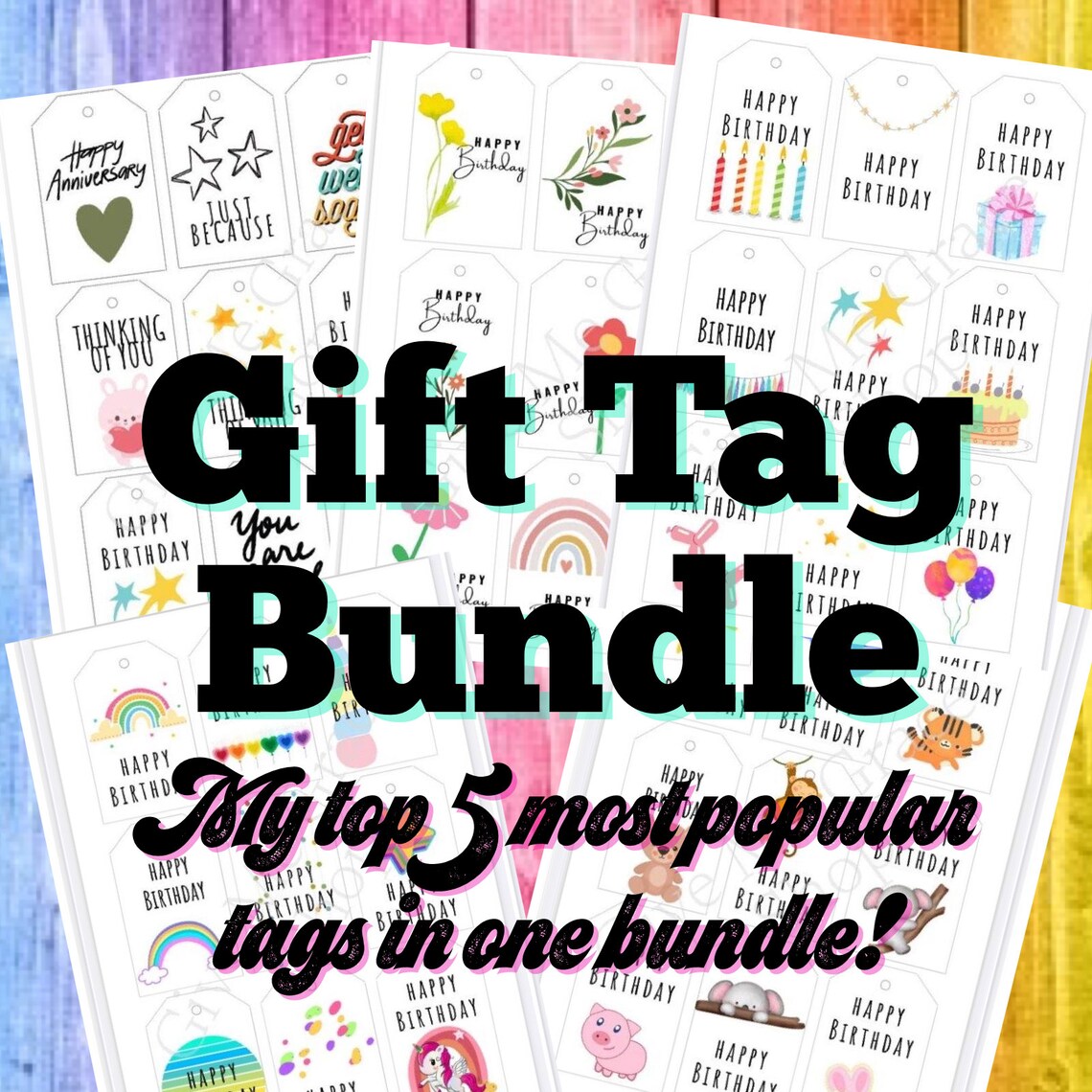 Printable Gift Tag Bundle, Birthday Tags - Gift Birthday Tag, Thinking ...