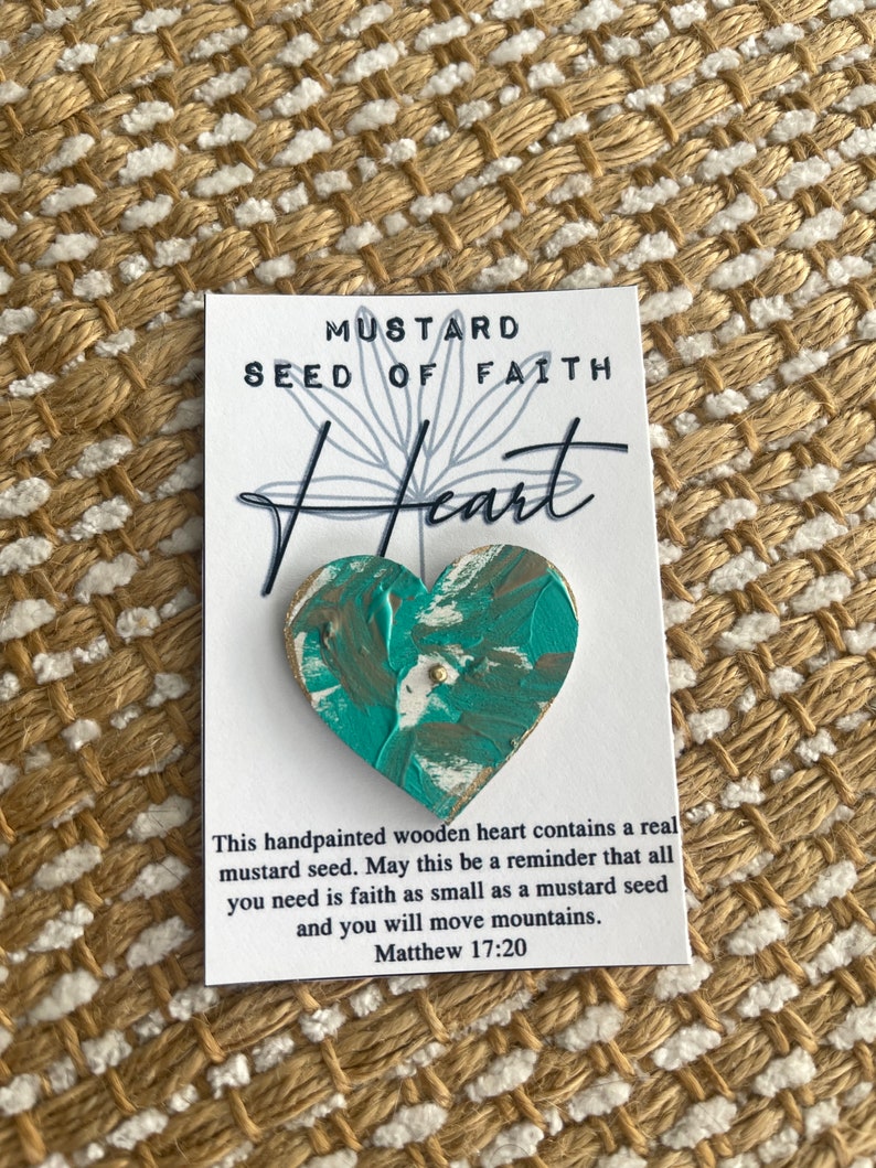 Handpainted Mustard Seed Wooden Hearts, Bible Study Gift, Mustard Seed ...