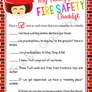 Fire Safety Checklist for Young Families (digital Download) - Etsy