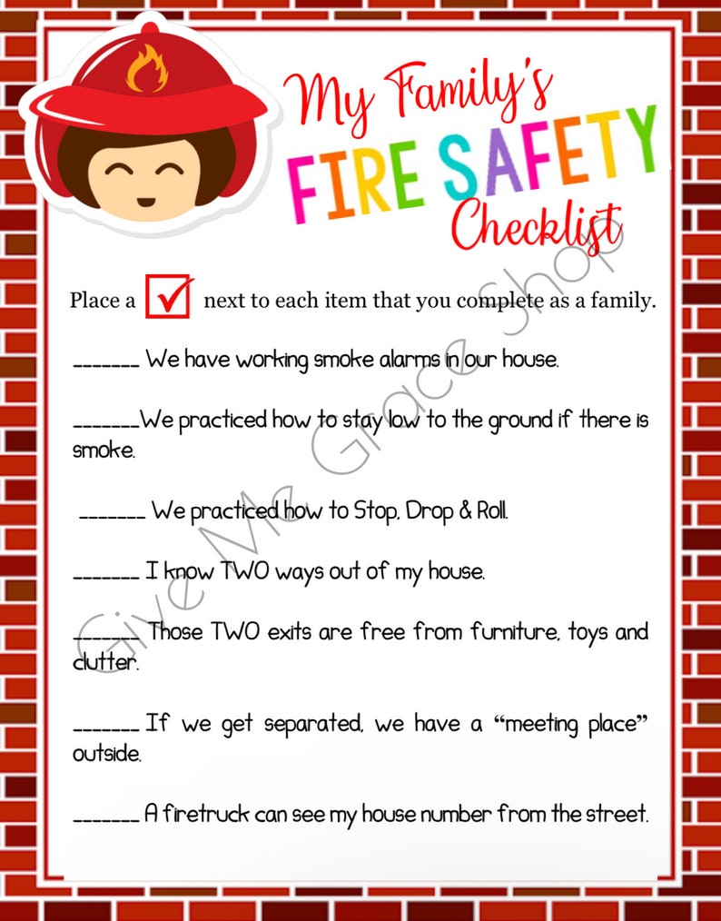 Fire Safety Checklist for Young Families (digital Download) - Etsy