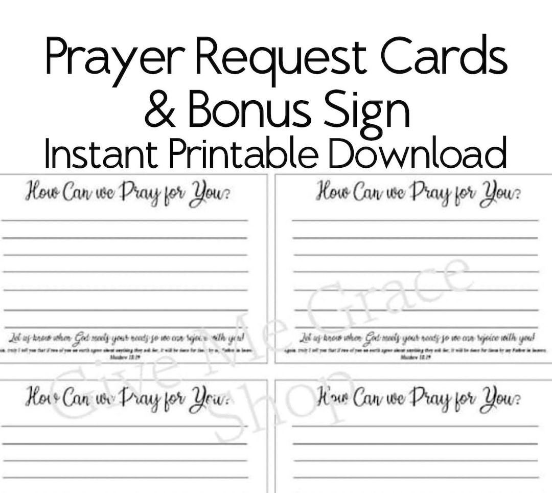 DIGITAL Prayer Request Cards & BONUS 8x10 Prayer Request Sign - Etsy