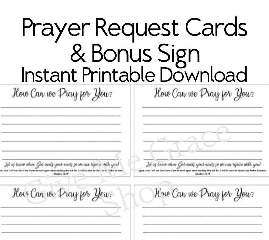 DIGITAL Prayer Request Cards & BONUS 8x10 Prayer Request Sign - Etsy
