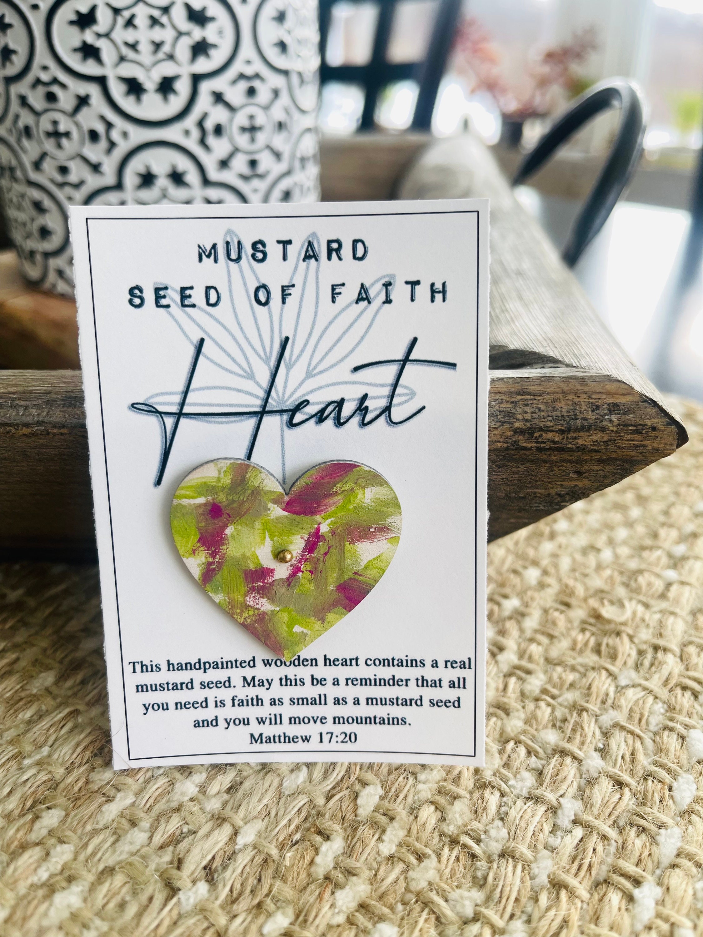 Handpainted Mustard Seed Wooden Hearts, Bible Study Gift, Mustard Seed ...