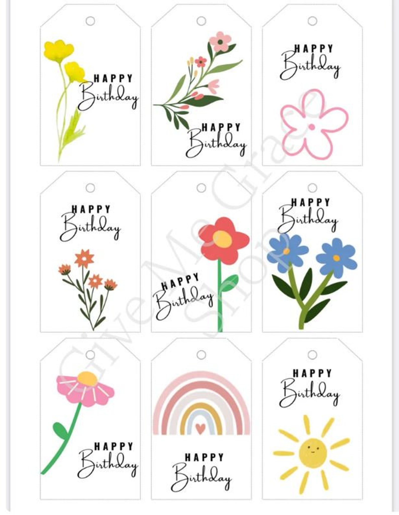 Printable Gift Tag Bundle, Birthday Tags - Gift Birthday Tag, Thinking ...