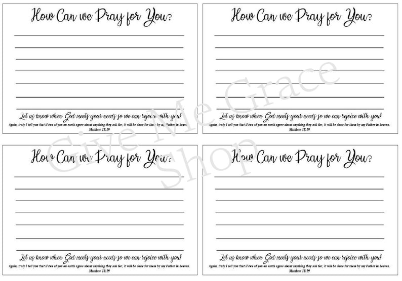 DIGITAL- Prayer Request Cards & BONUS 8x10 Prayer Request Sign ...