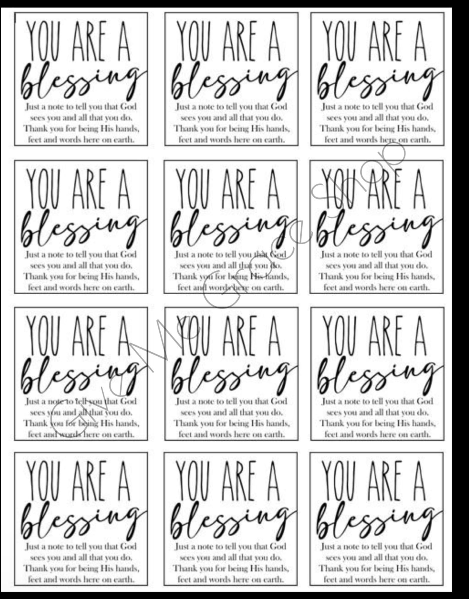 Printable You Are a Blessing Cards, Blessing Cards, Thank You Notes ...
