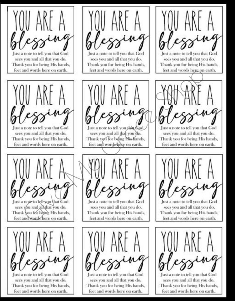 Printable You Are a Blessing Cards, Blessing Cards, Thank You Notes ...