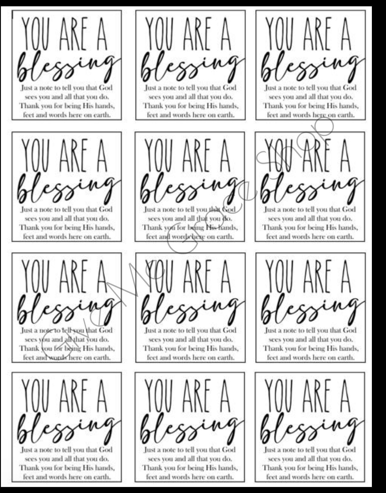 Printable You Are a Blessing Cards, Blessing Cards, Thank You Notes ...