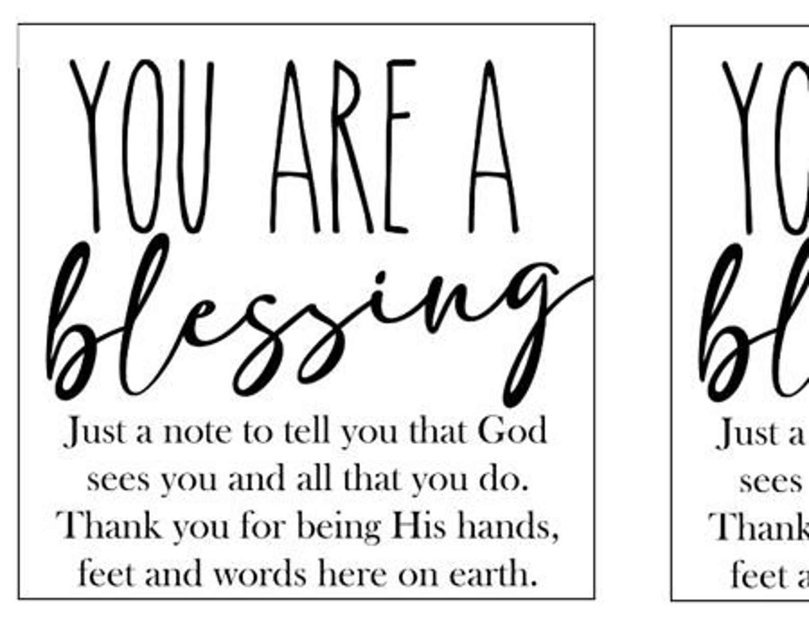 Printable You Are a Blessing Cards, Blessing Cards, Thank You Notes ...