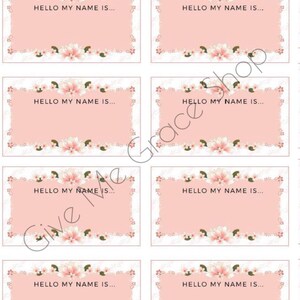Floral Printable Name Tag: Blank DIY Template (PDF Download) - Etsy