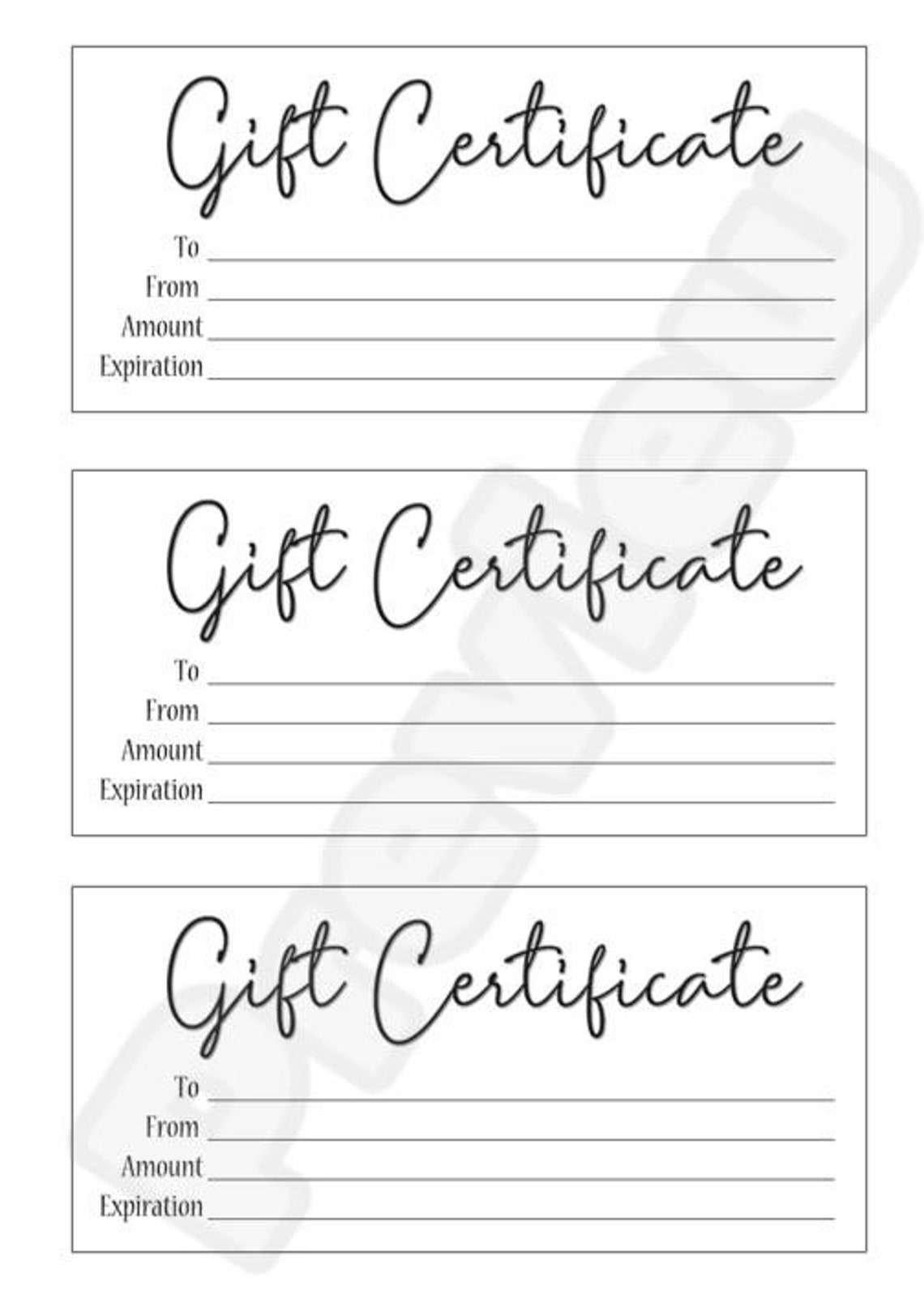 Gift Certificates, Blank Gift Certificate, Printable Certificate ...