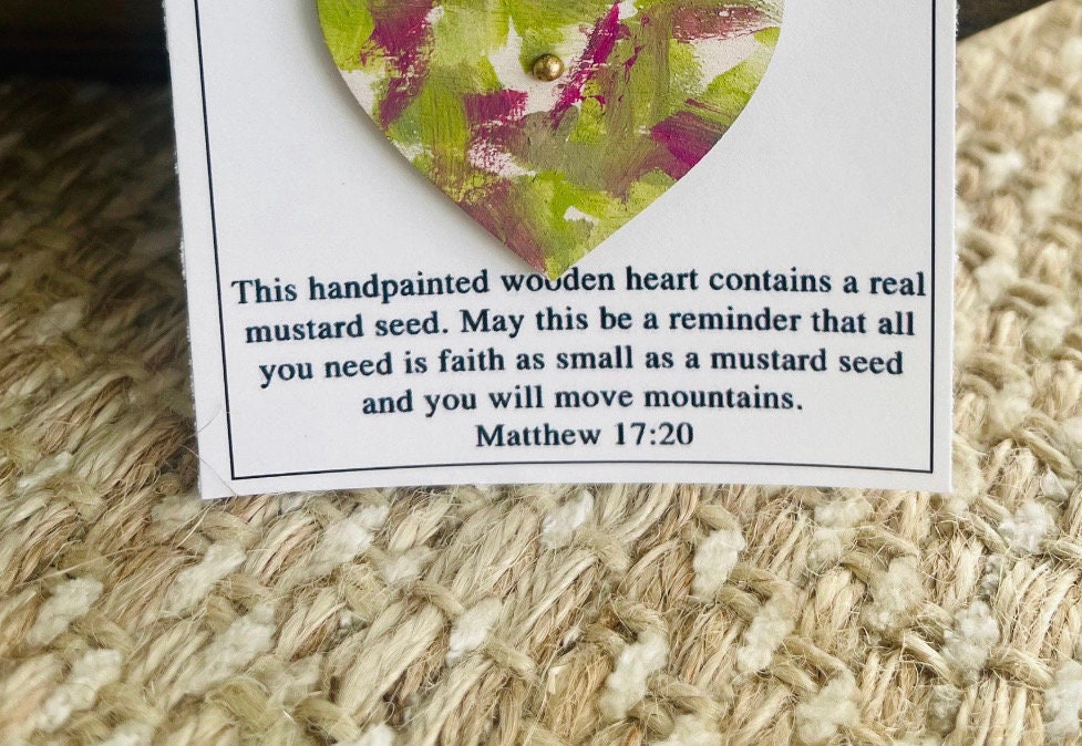 Handpainted Mustard Seed Wooden Hearts, Bible Study Gift, Mustard Seed ...