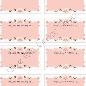Floral Printable Name Tag: Blank DIY Template (PDF Download) - Etsy