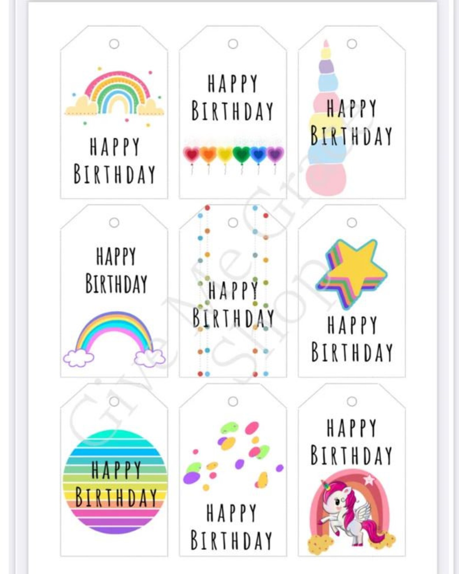 Printable Gift Tag Bundle, Birthday Tags - Gift Birthday Tag, Thinking ...